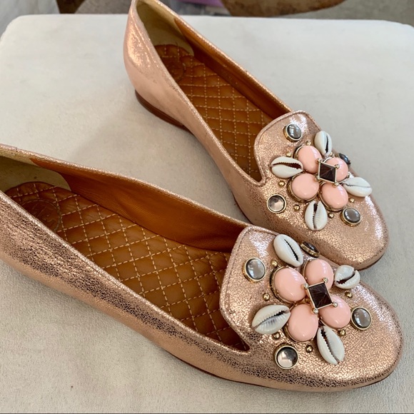 Tory Burch | Shoes | Tory Burch Blaise Copper Loafer Shell Crystal ...